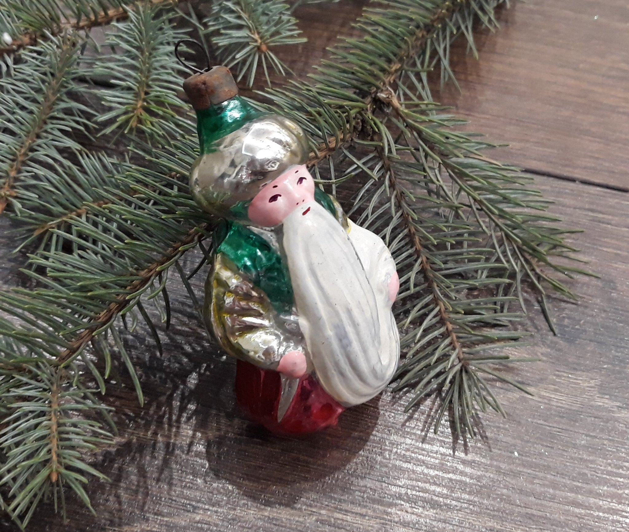 Antique oldman glass Christmas ornament 1950s, vintage tree glass ...