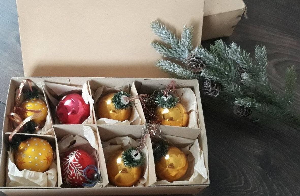 RARE! Vintage 1970's German Christmas Tree Ornaments Baubles glass ...