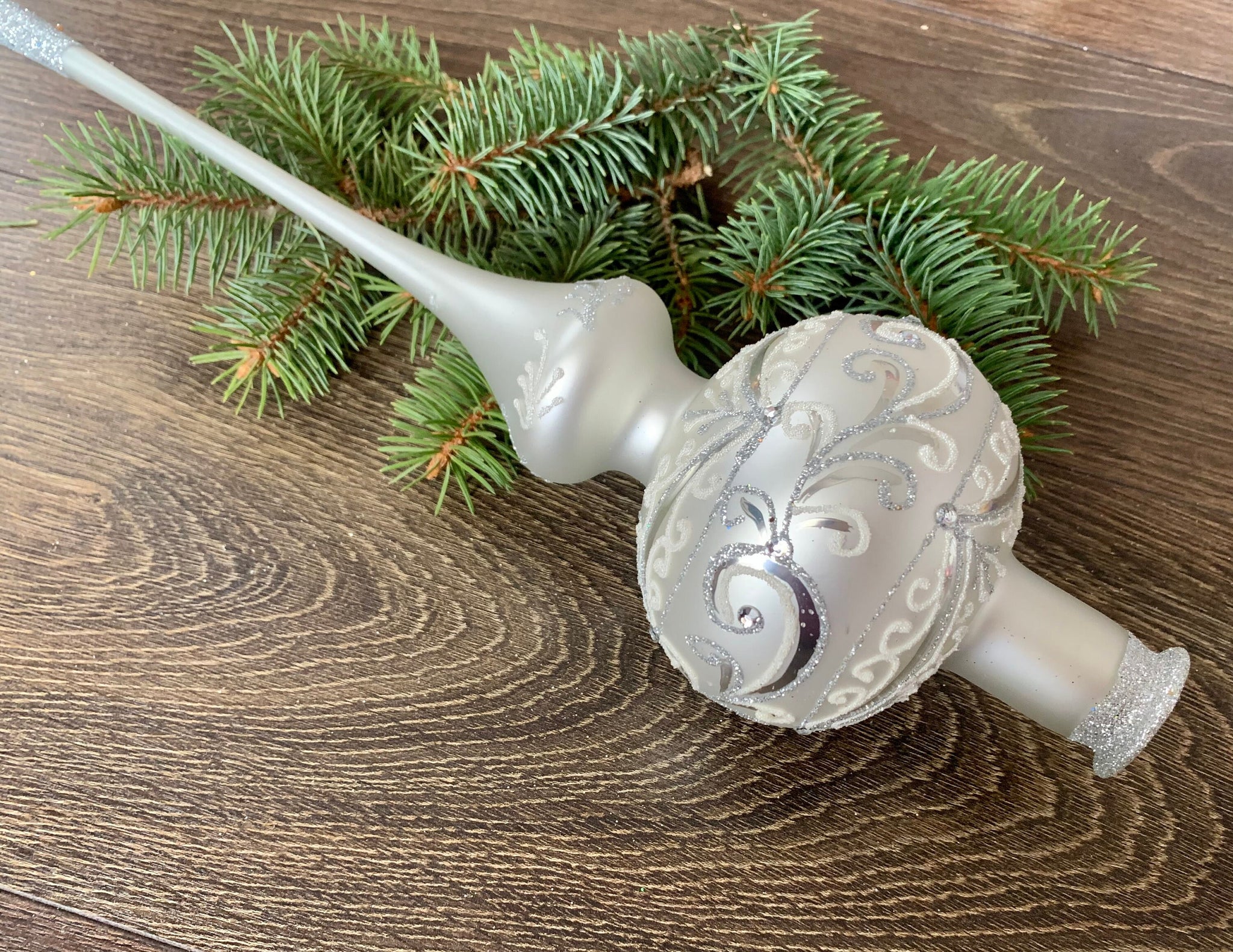 White Tree Finial With A One Ball Section Which Is Accented With silver ...